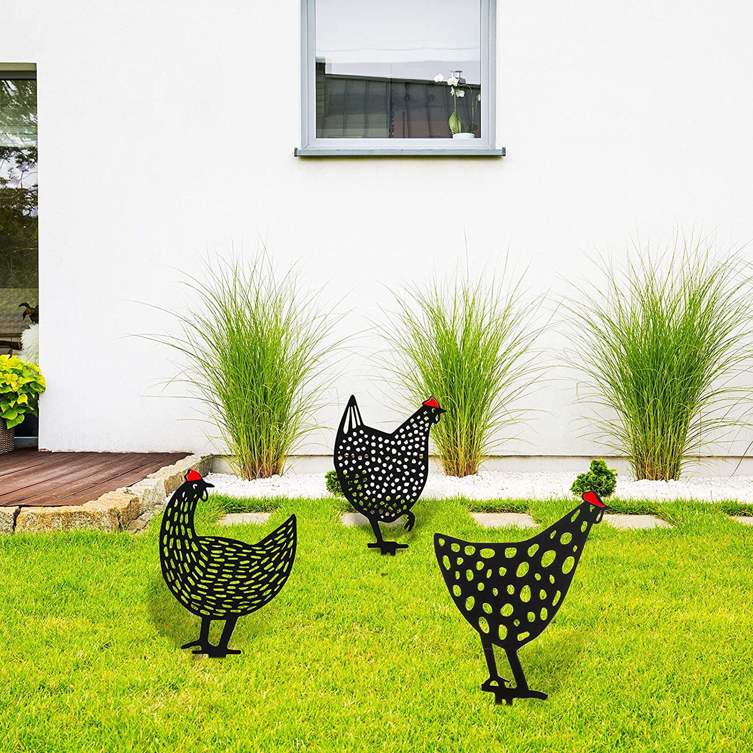 3 Pieces Chicken Yard Garden Decoration Chicken Yard Decor Hen Shadow ...