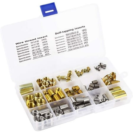 M3 M4 M5 M6 M8 M10 M12 Thread Inserts with Storage Box 116pcs Stainless ...