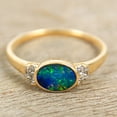 Australian Black Opal Diamond Halo Engagement Ring 14K Gold Plated Oval ...