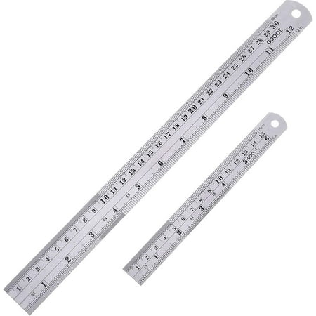 12 inch stainless steel ruler and 6 inch metal ruler kit with ...