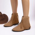 Crunowin Women's Ankle Boots, Thick Sole Low Heel Pointed Toe Tassel ...