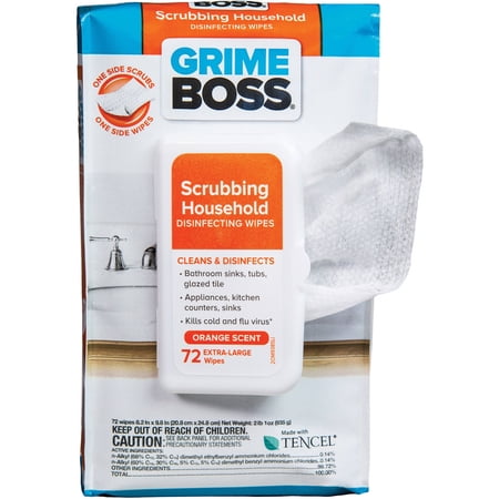 GRIME BOSS Orange Scent Scrubbing Household Disinfecting Wipes, 72 ...