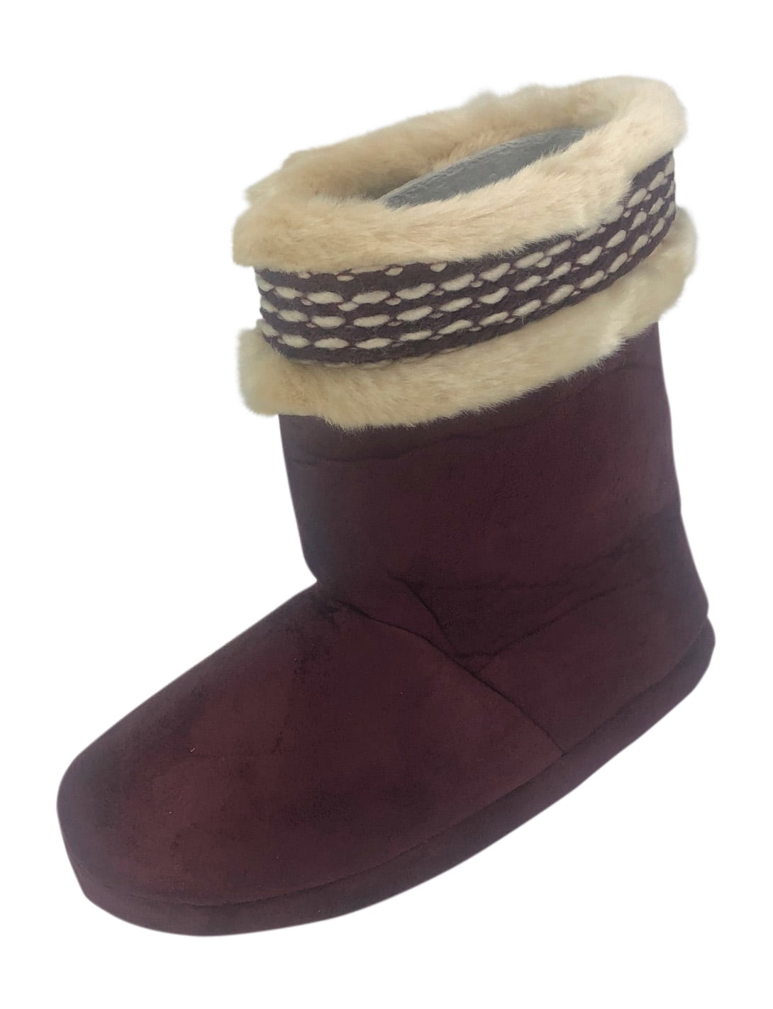 Isotoner Microsuede Woodlands Boot Slipper Indoor/Outdoor Henna Red, M ...