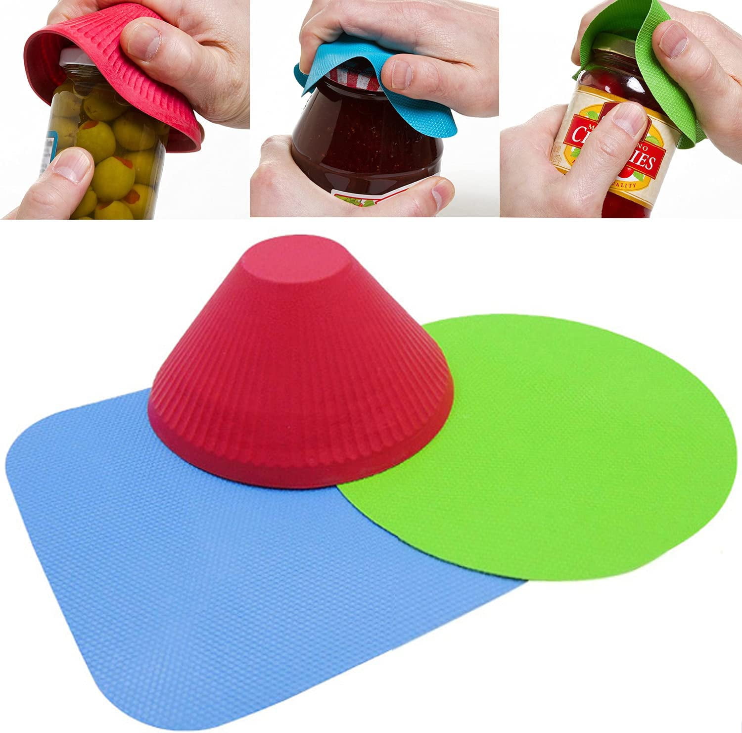 Visland 3PCS Jar Gripper, Multi-Purpose Reusable Rubber Gripper Jar ...