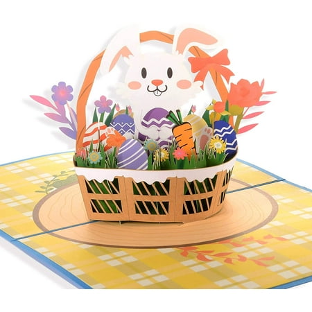 3D Easter Cards Pop Up Card with Envelope Religious Cute Bunny Eggs ...