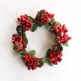 Christmas Candle Rings, Small Artificial Red Berry Wreath Candle Holder ...