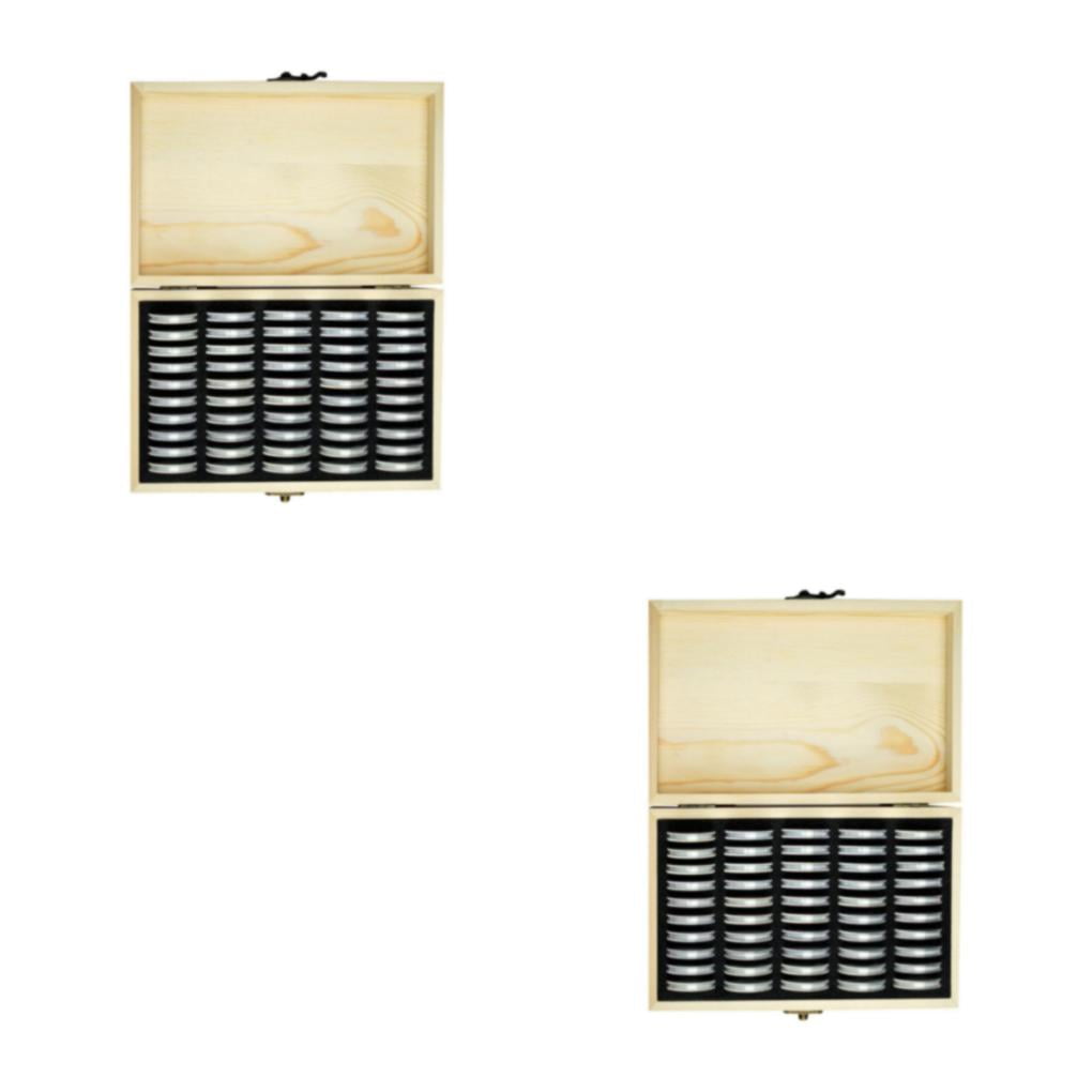 Cateissary Wooden Coin Storage Box for 50pcs Holder Display Capsules ...