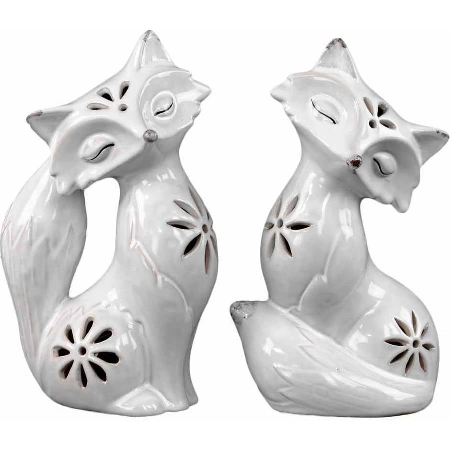 Urban Trends Collection: Ceramic Fox Figurine, Gloss Finish, White ...