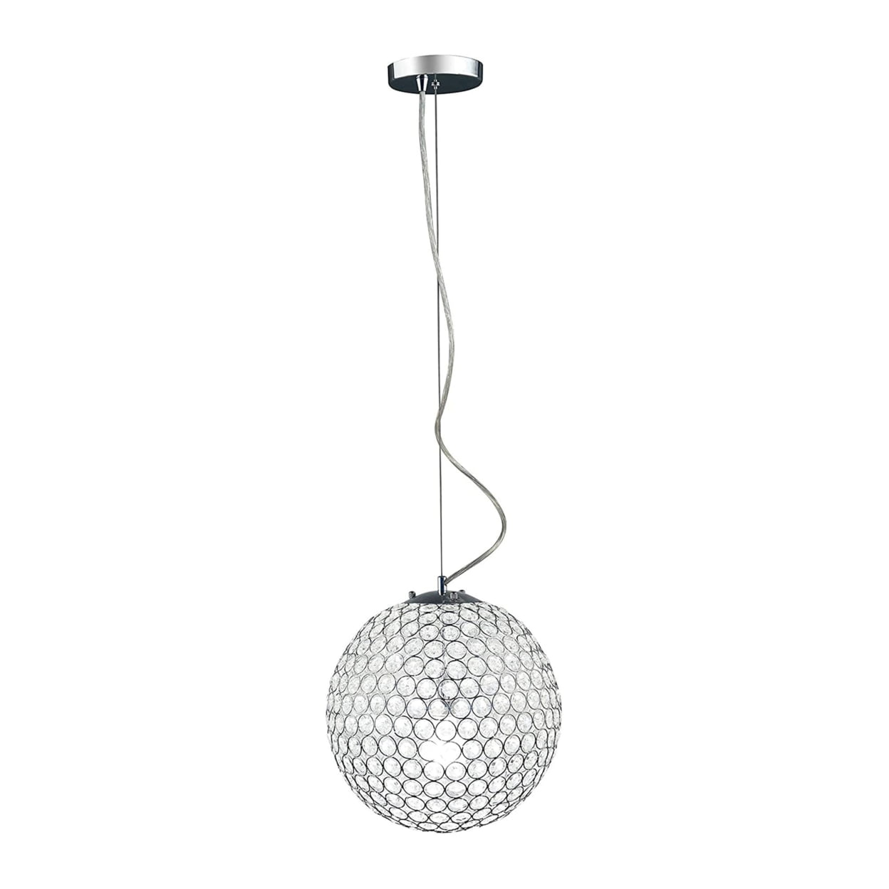 12 Inch Round Crystal Ball Sphere with Chrome Accents Pendant - Walmart.com