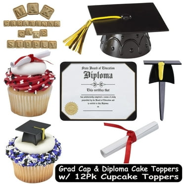 Cake Topper Decor, Graduation,Grad Hat Assortment Cake Topper For ...