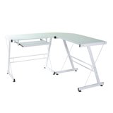 Ktaxon L-Shape Corner Computer Desk PC Glass Laptop Study Table ...