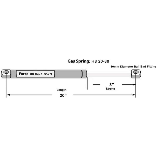 Hatchlift Products Gas Spring 20" x 80 lb Force - Walmart.com