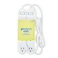 onn. 6-Outlet Surge Protector, White, 2 Pack, 2.5ft Power Cord ...