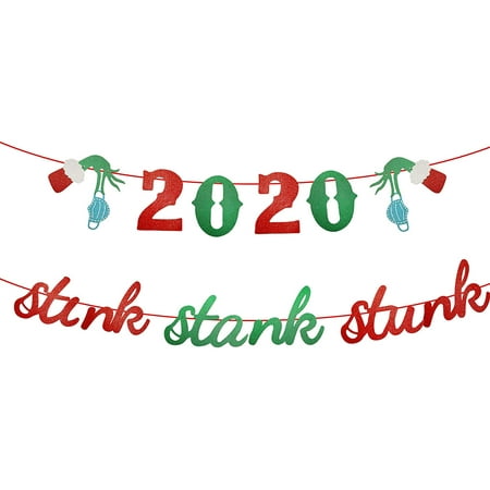 Stink Stank Stunk 2020 Banner, Glittery Grinch 2020 Christmas Banner ...