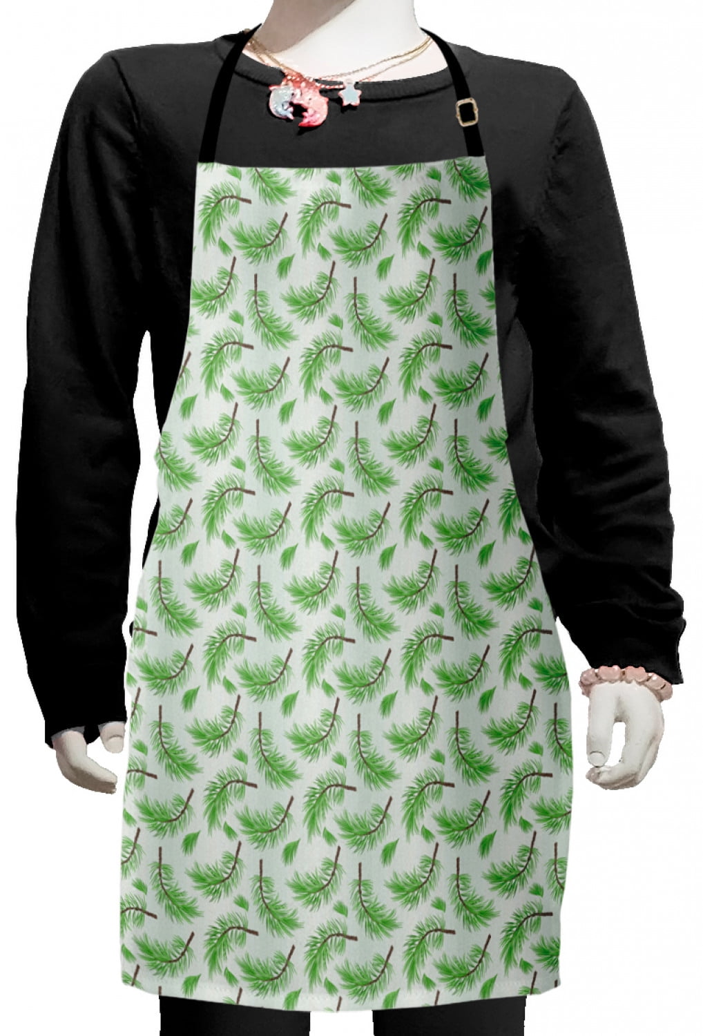 Leaves Kids Apron, Falling Pine Tree Branches with Spiky Leaves ...