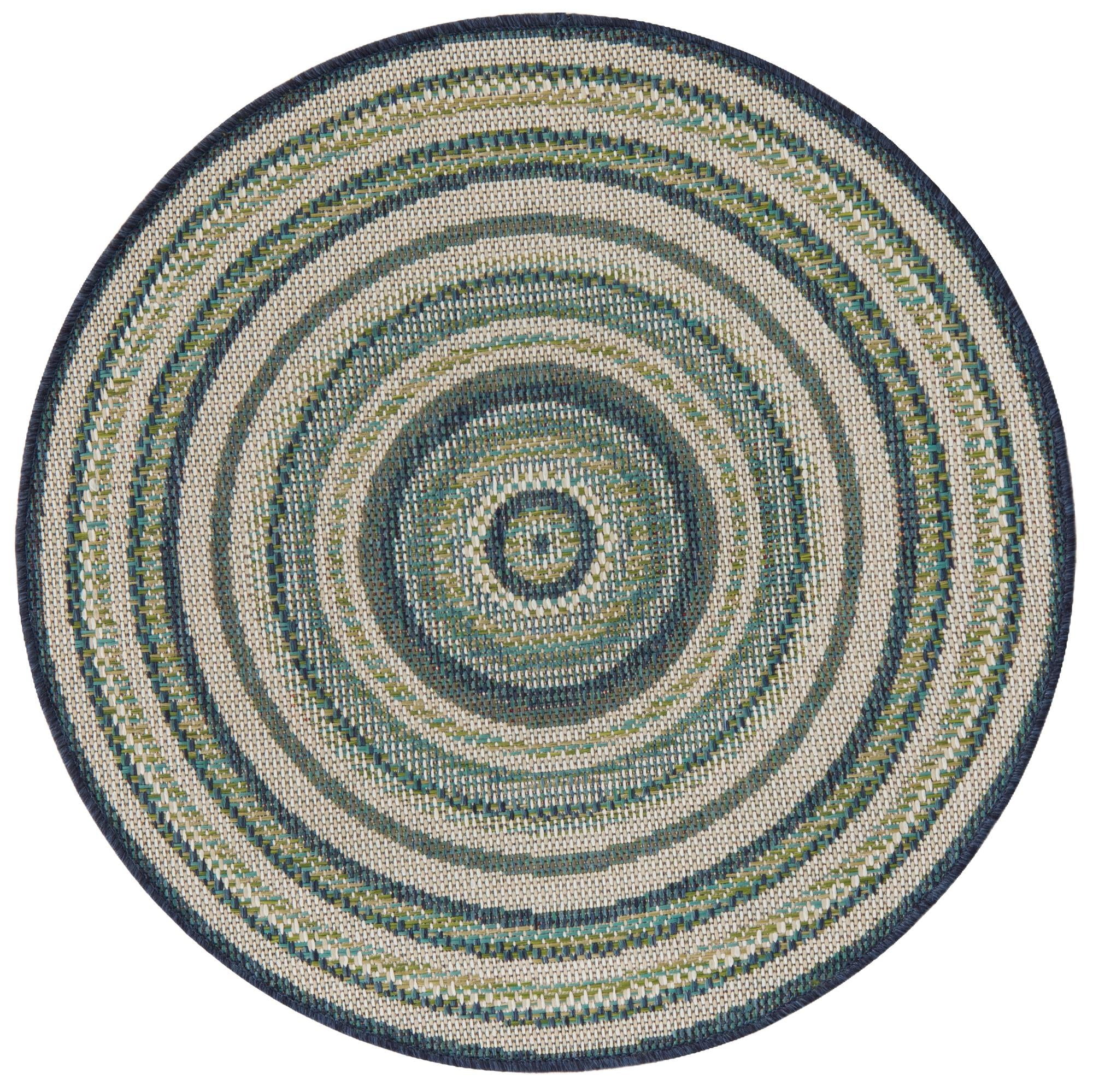 Rugs.com Baja Outdoor Collection Rug – 3 Ft Round Blue Medium Rug ...