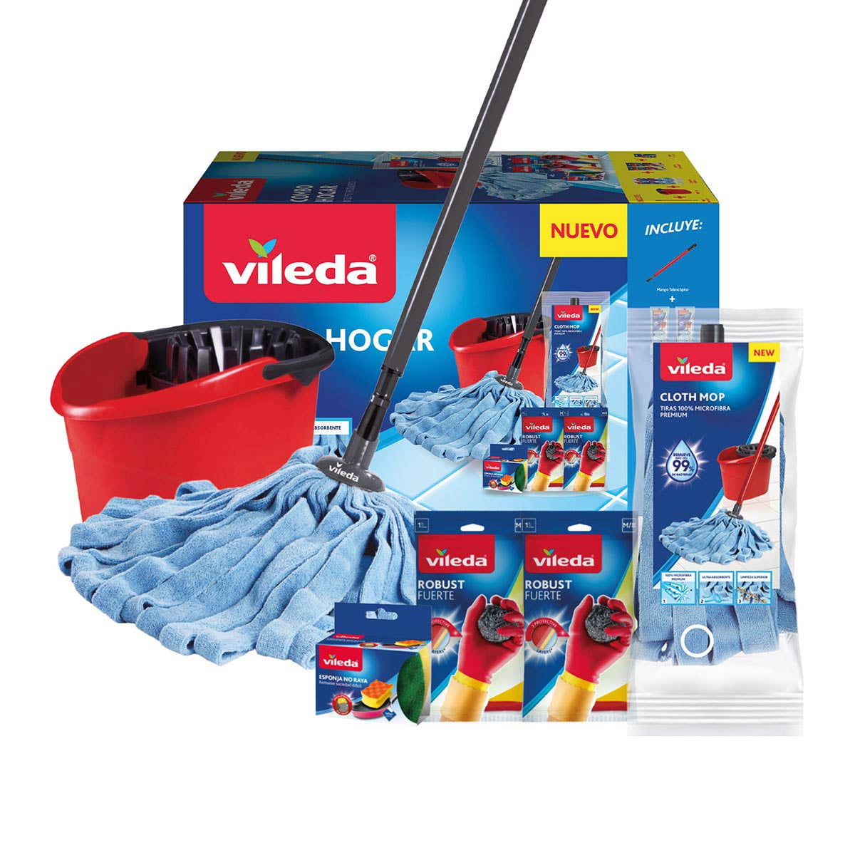 Combo Hogar Vileda Trapeador con Mango Telescópico, Repuesto de ...