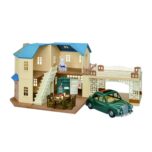 Calico Critters Large House With Carport Gift Set, Dollhouse Playset ...
