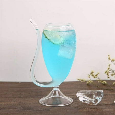 Wine Whiskey Glass, Lead Free Heat Resistant Glass Sucking Juice Milk ...