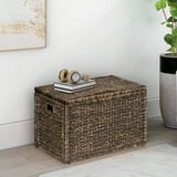 eHemco Heavy-duty Large Woven Water Hyacinth Decorative Storage Trunk ...