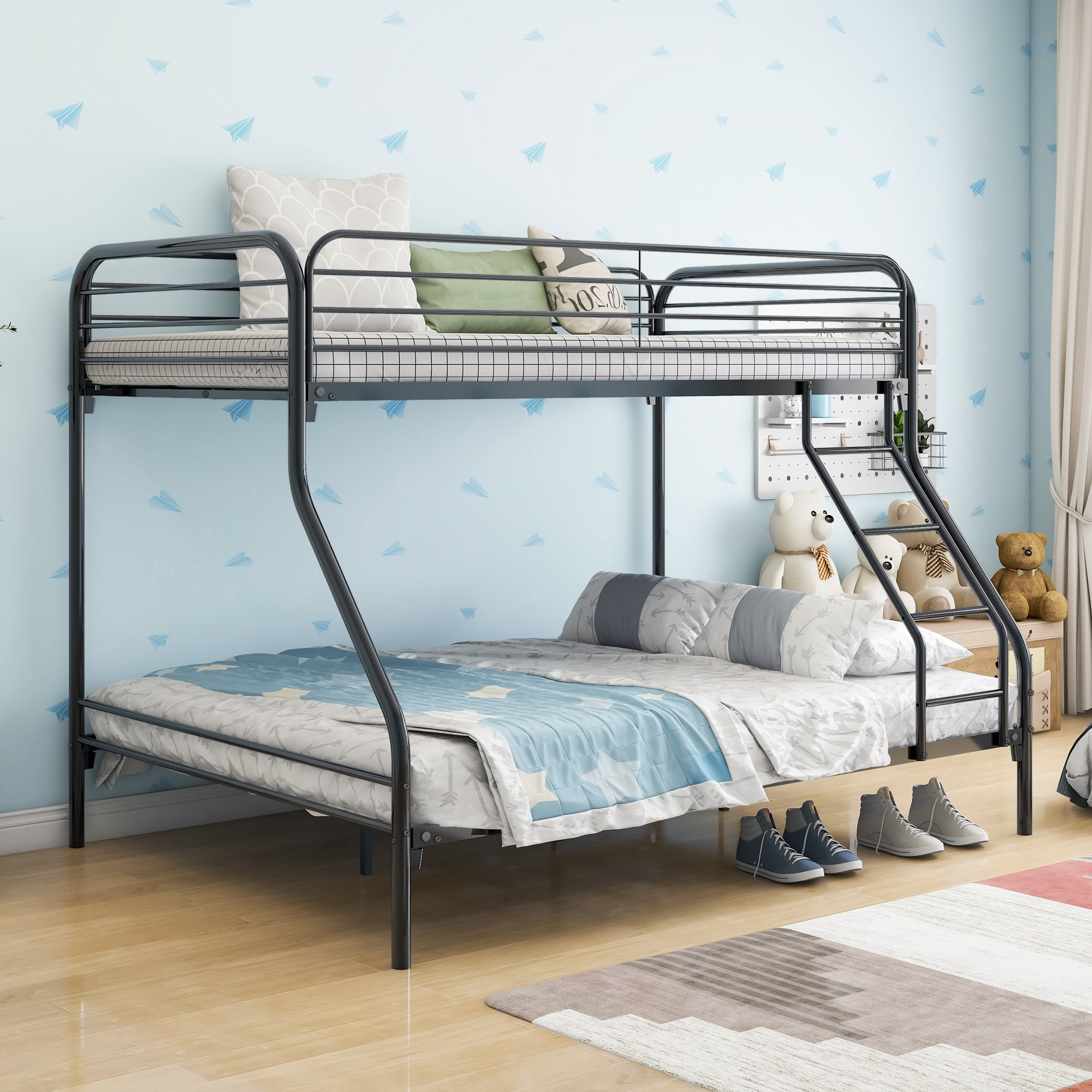 Heavy Duty Metal Bunk Bed Twin Over Full Size,Heavy Duty Floor Bunk ...