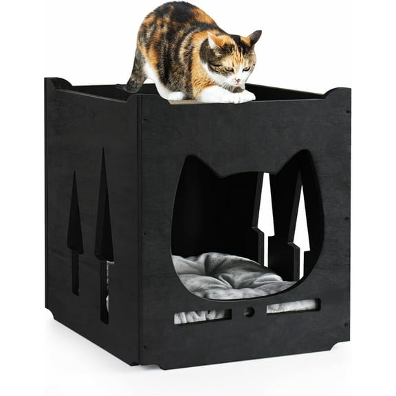 Pefilos 18" Cat House for Indoor Cats with Scratching Posts and Plush ...