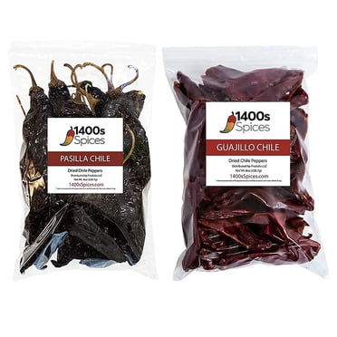 Dried Chiles Peppers 2 Pack Bundle (1lb Total) - 8oz Chile Guajillo ...