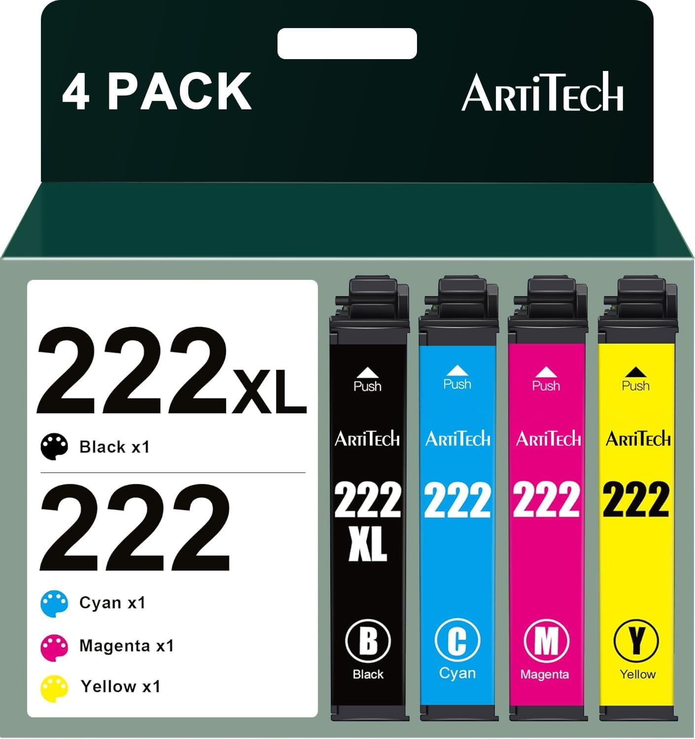 czcpp-222XL Ink Cartridges Combo Pack Replacement for Epson 222 XL ...