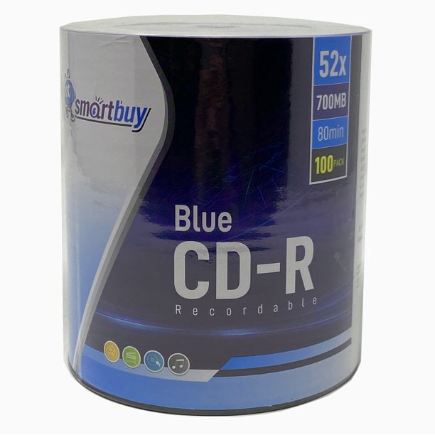 100 Pack Smartbuy Super Blue CD-R 52X 700MB/80Min Cyanine Dye Branded ...