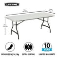 Lifetime 6 Foot Nesting Rectangle Folding Table, Indoor/Outdoor Commercial Grade, White Granite ...