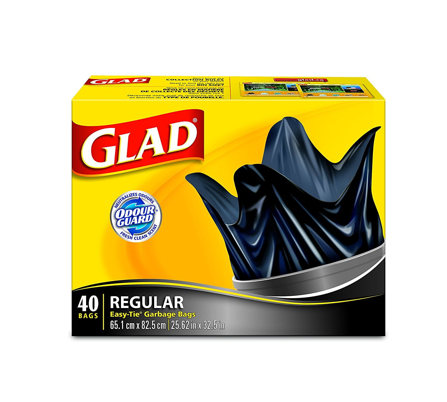 Glad Easy-Tie Regular Garbage Bags, 40 ct (Pack of 3) | Walmart Canada