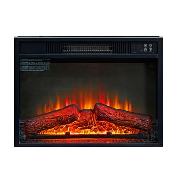 Walmart 28.5'' Electric Embedded Fireplace Heater with Glass Log Flame ...