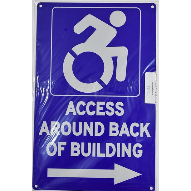 ACCESSIBLE Entrance Around Back of Building Right Arrow Sign (Aluminium ...