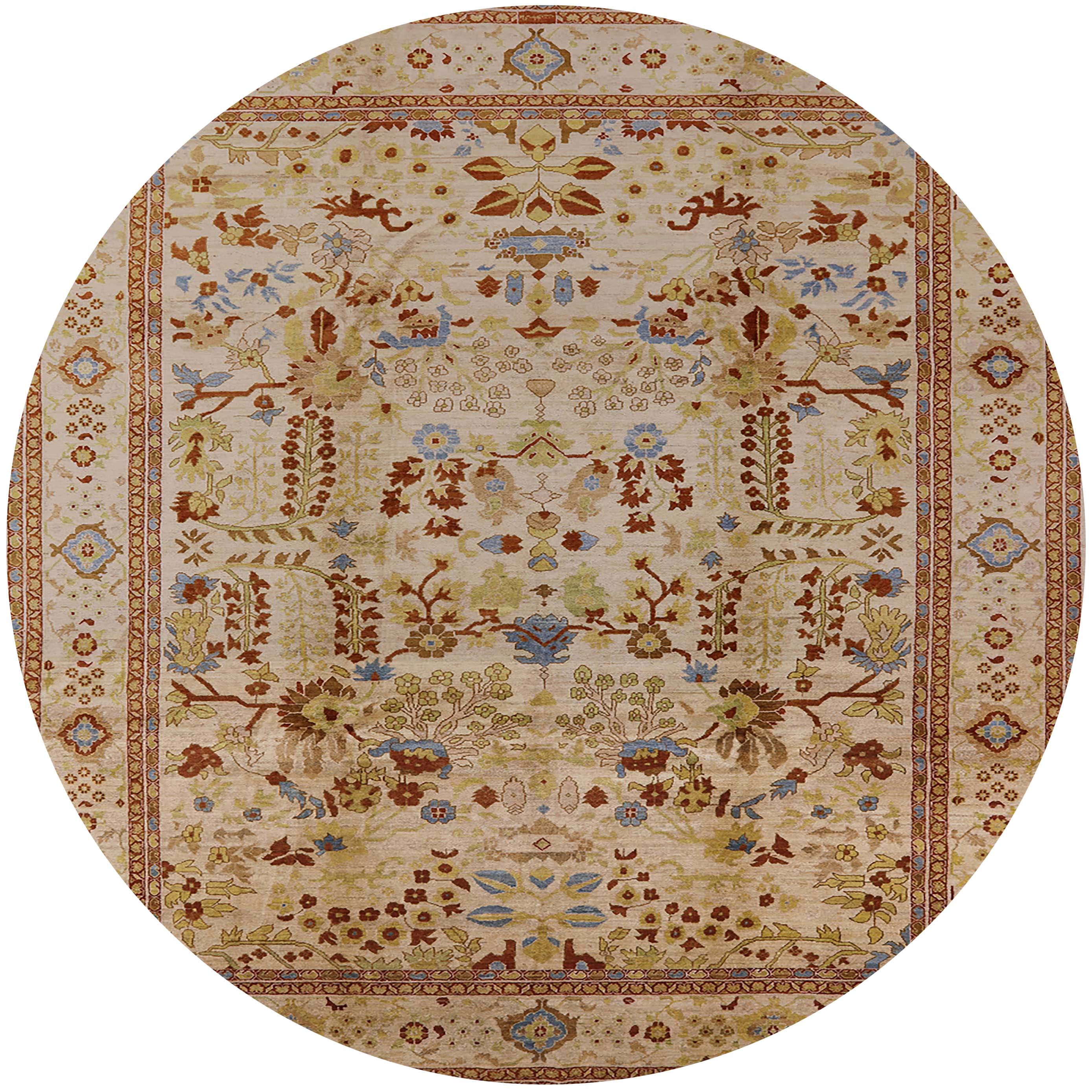 Ahgly Company Indoor Round Mid-Century Modern Brown Oriental Area Rugs ...