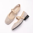 2026 New Women's Beige Mesh Rhinestone Mary Jane Flats, Breathable ...