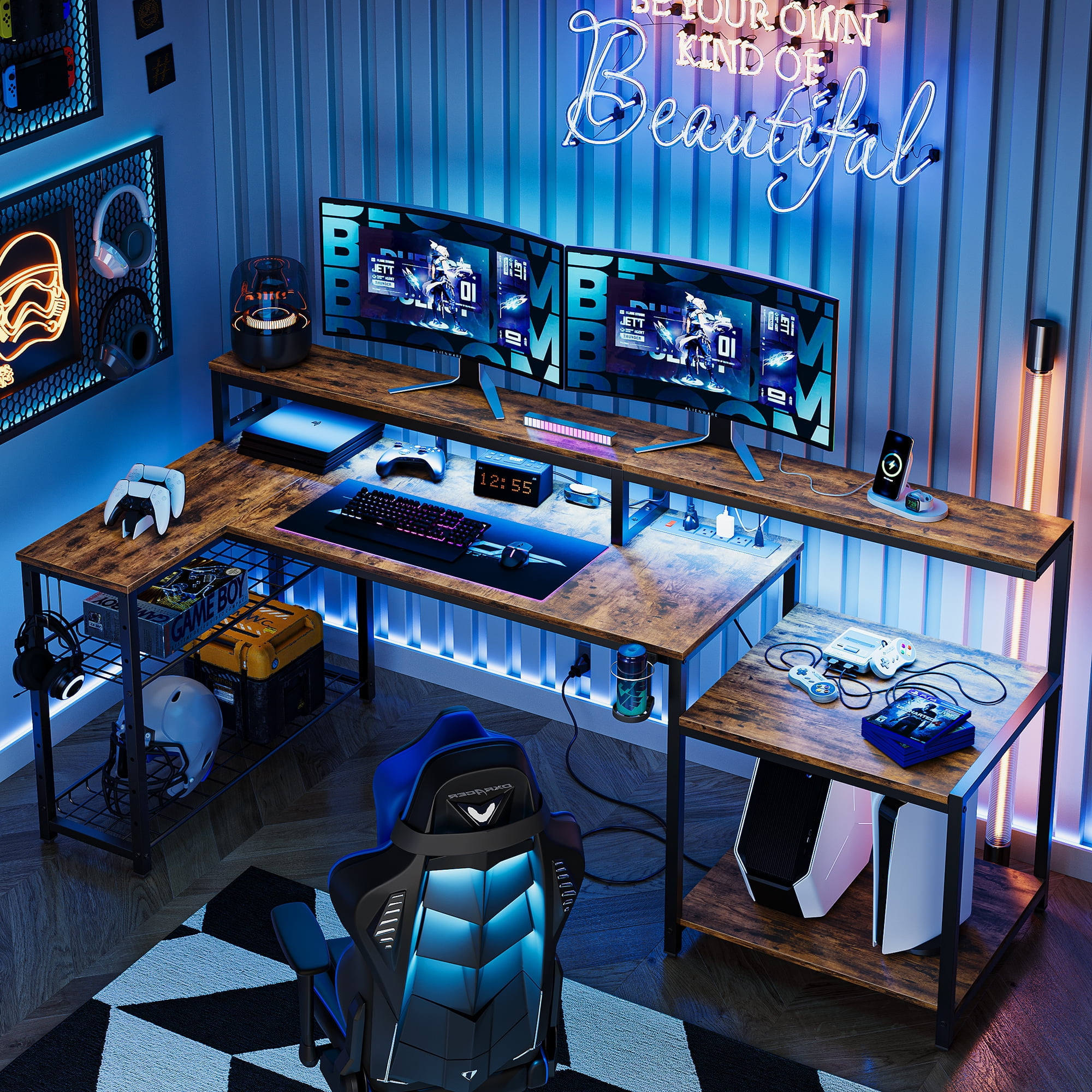 Click here for Bestier 71.5 Inch Computer Desk With Power Outlets... prices