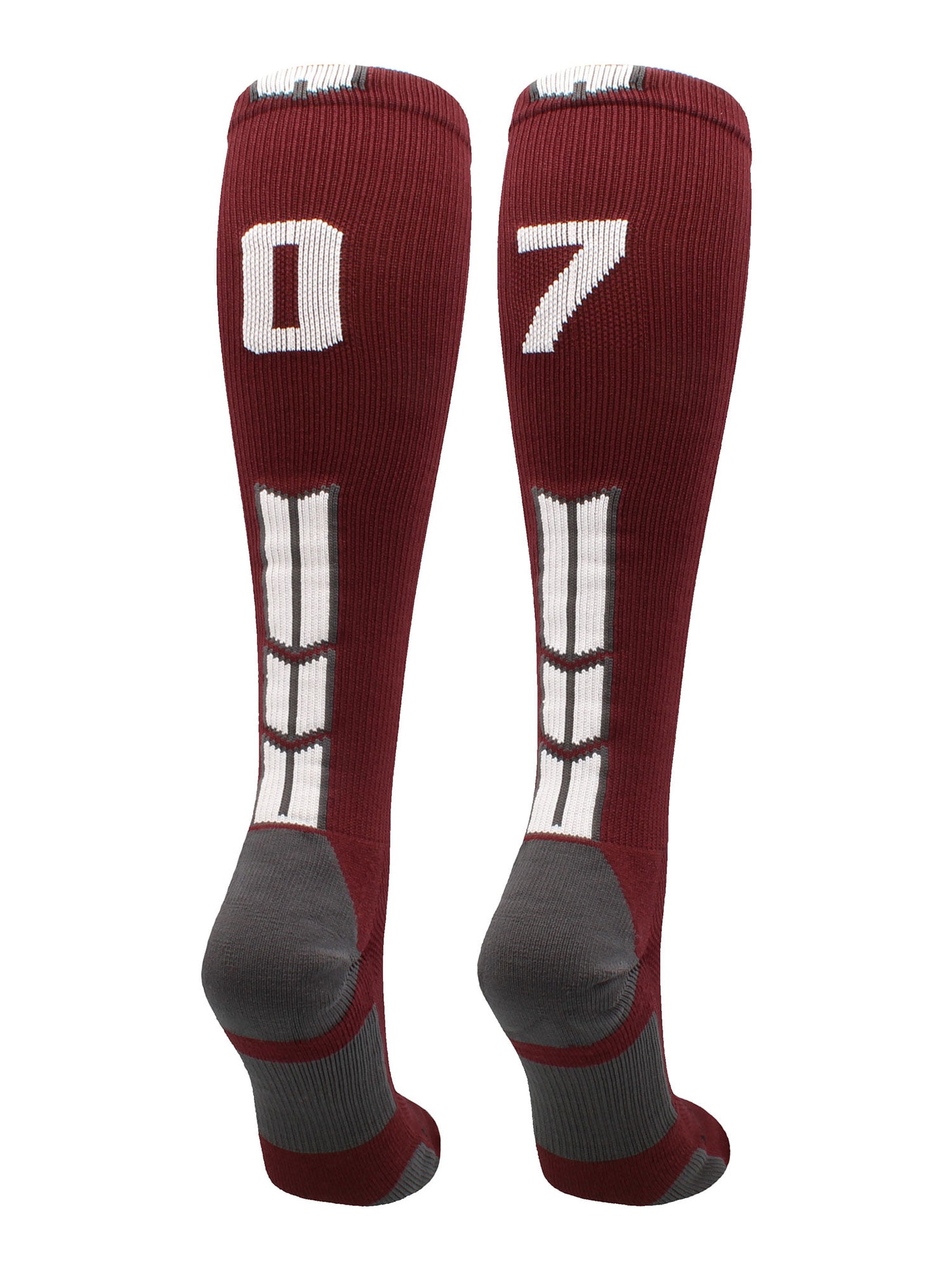 Player Id Number Socks Over the Calf Maroon White (#07, Medium ...