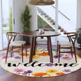 Area Rug 60in, Rustic Colorful Flower Retro Linen Floor Carpet Living ...