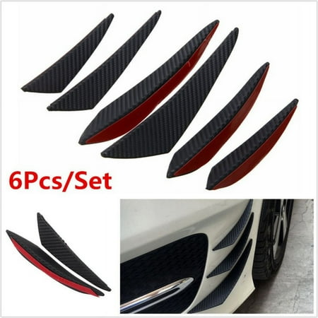 6pcs Carbon Fiber Look Car Front Bumper Fins Spoiler Wing Lip Splitter ...