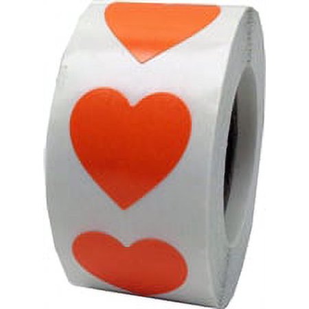Heart Shaped Adhesive Stickers, 3/4 Inch Wide Labels, 500 per Roll ...