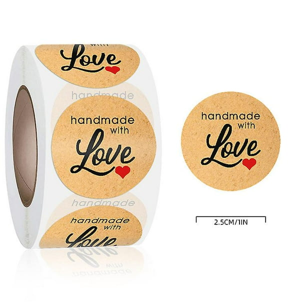 3 Rolls Kraft Homemade With Love Stickers Label Paper Sealing Stickers ...