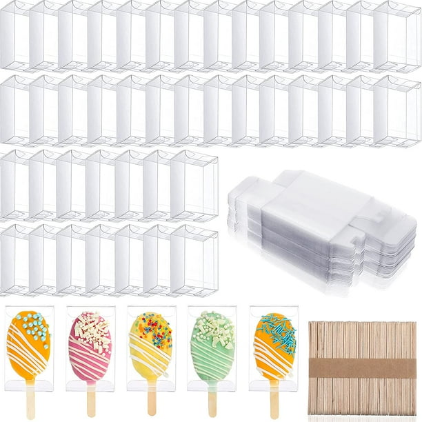 100 Pieces Popsicle Cakesicle Boxes Kit Include Clear PET Ice Cream ...
