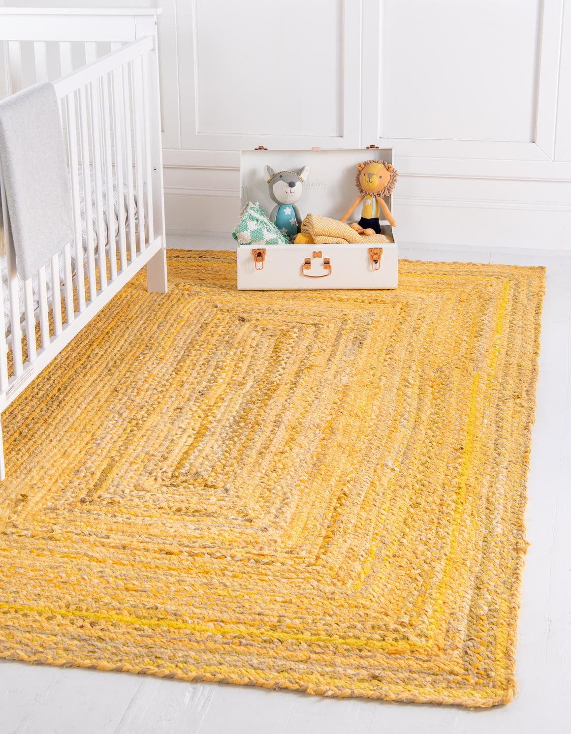 Unique Loom Layer Braided Chindi Rug Yellow Orange/Olive 4' 1" x 6' 1 ...