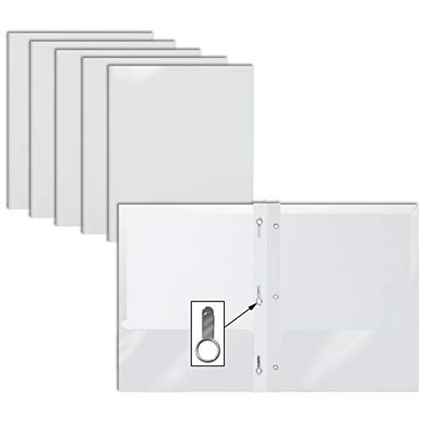 2 Pocket Glossy White Paper Folders with Prongs, 25 Pack, by Better ...