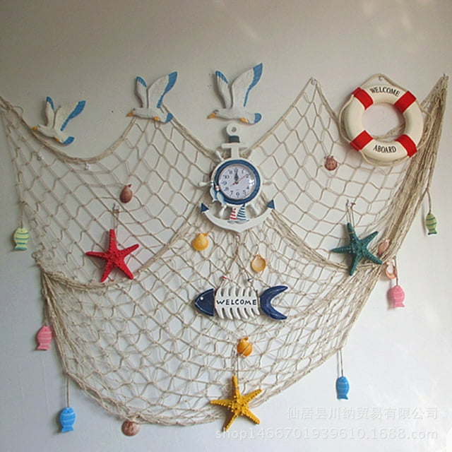 Decorative Fish Net, 79 x 39inch Mediterranean Style Nautical ...