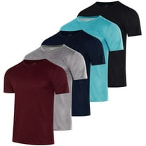 Real Essentials 5 Pack: Men’s Dry-Fit Moisture Wicking Active Athletic Performance Crew T-Shirt ...