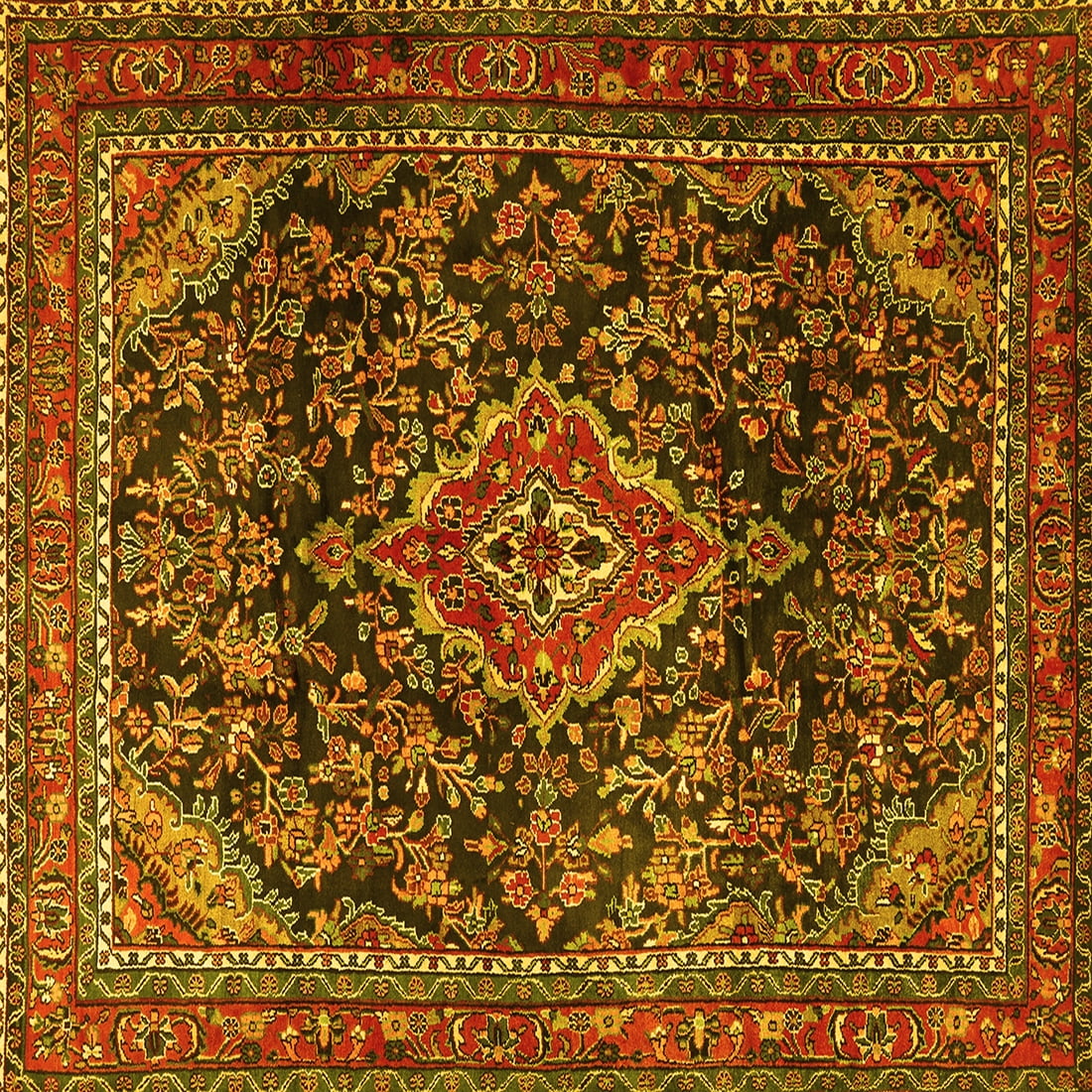 Ahgly Company Indoor Square Persian Yellow Traditional Area Rugs, 6 ...