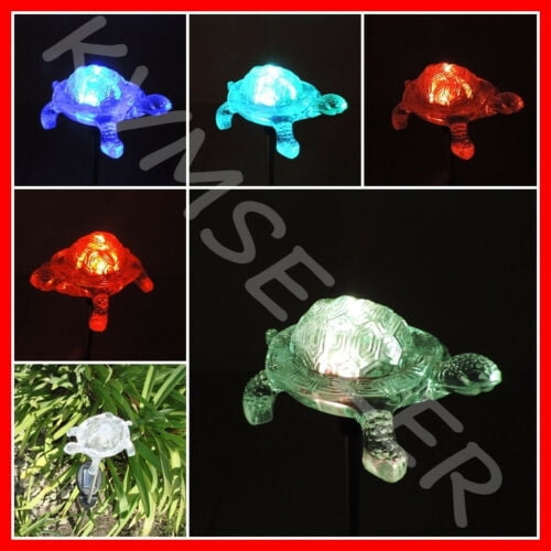 4 Pack Solar Powered Turtle Garden Yard Stake Pathway Lawn Light LED ...