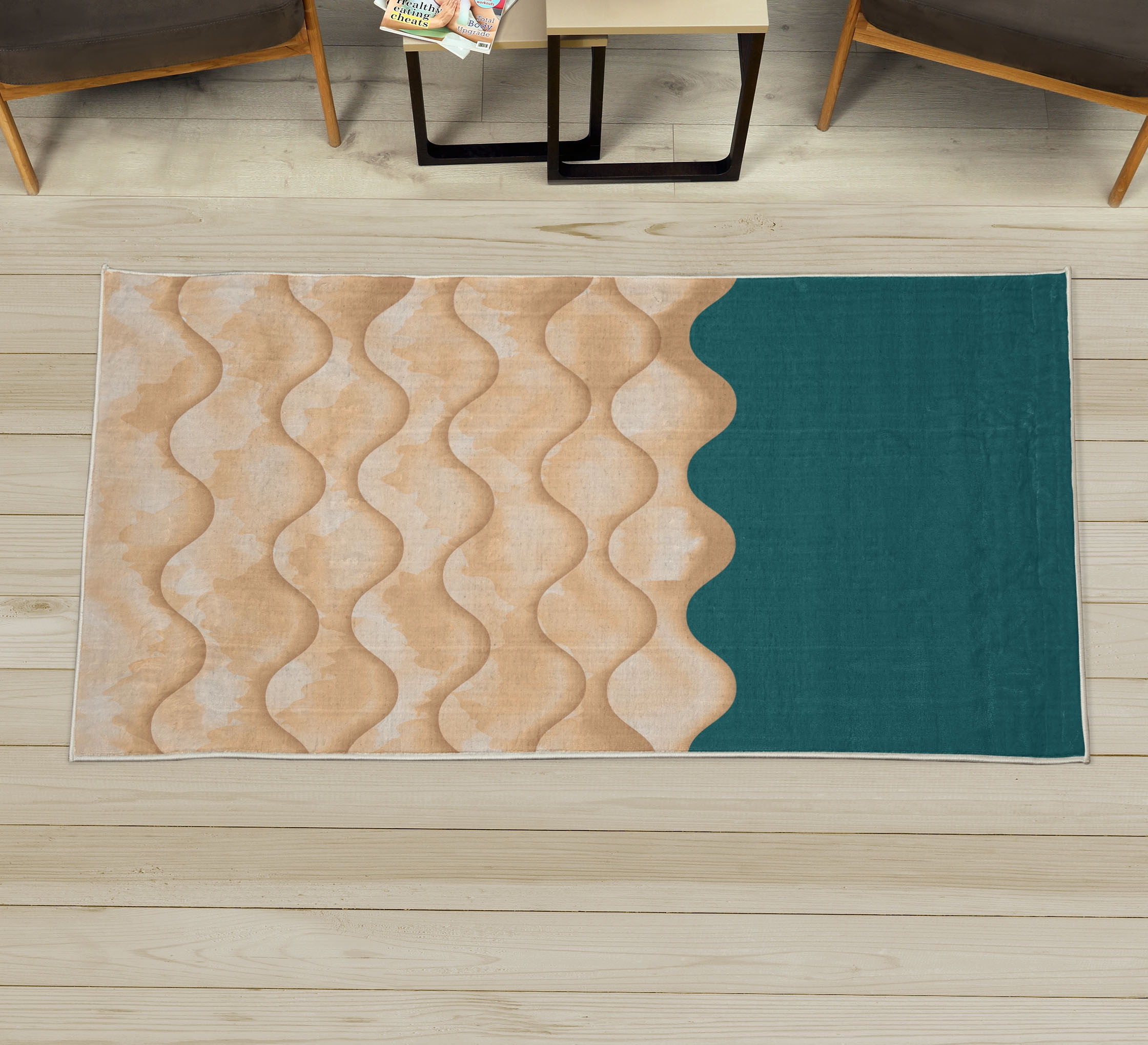 Ocean Decorative Rug, Sea Waves Illustration Features Liquid Ocean ...