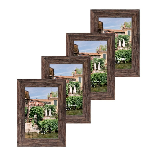 4 Pack 4x6 Picture Frame, Rustic Brown 4 by 6 Photo Frames for Desktop ...